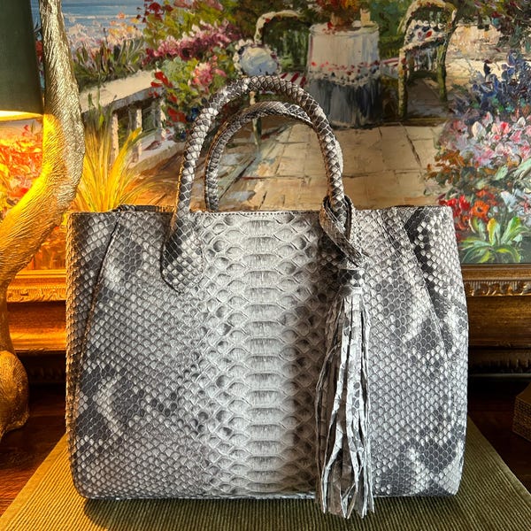 Black Bag Python Bag Snakeskin Purse Gift for Her Hobo Bag Python ...