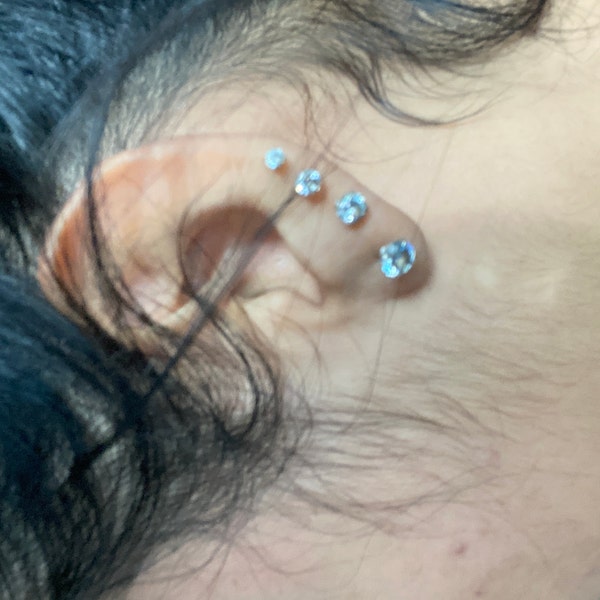 14K Rose Gold Round Stud Screw Back Earrings, Children Girls Womens ...