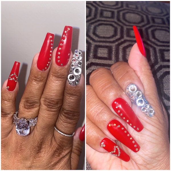 Original Allyson Creation/swarovski Crystals/dramatic Classic Red Press ...