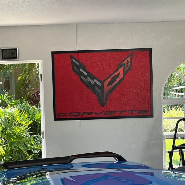 Corvette C8 Wall Decal Art Logo Garage Wall Decor Racing Car Vinyl Wall ...