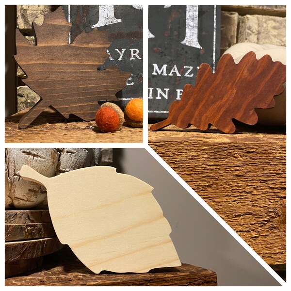 Wooden Fall Leaves Set of 3 – Tiered Tray Decor, Autumn Mantel Decor ...