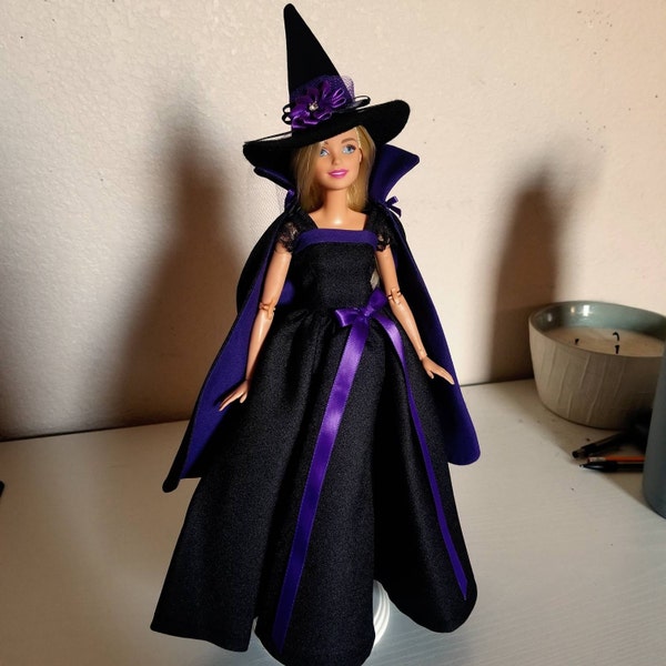 Handmade Fashion Doll Clothes - Black/purple Witch Halloween Costume - Etsy