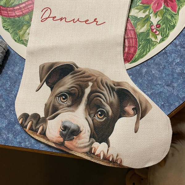 Personalized Dog Stocking, Custom Dog Portrait Gift, Gift for Dog Mom ...