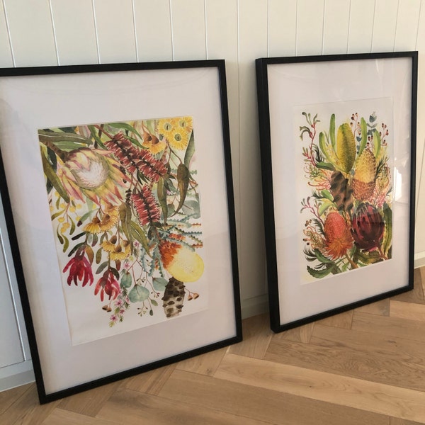 Australian Native Flower Art Prints, Aussie Flora Wall Art Set of 2 ...