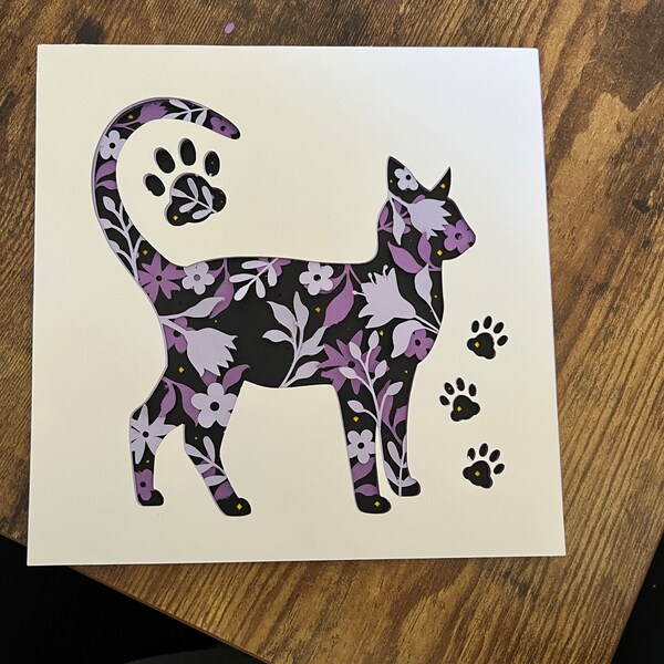 Cat 3D Layered Paper Cut, Cat SVG, Cat Shadow Box, 3D Cat Silhouette ...