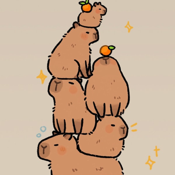 Cute Capybara Stack iPhone & Android Wallpaper (digital Download) - Etsy