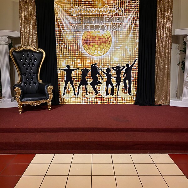 Gold Disco Ball, Birthday Backdrop, 70's Dancer, Boogie Theme, Retro ...