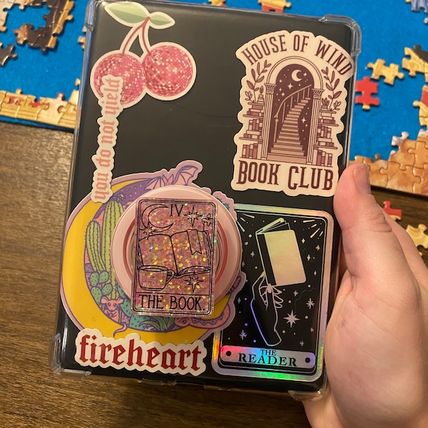 The Bookshelf Tarot Card Popsocket™, the Reader Tarot Car Popgrip™, the ...