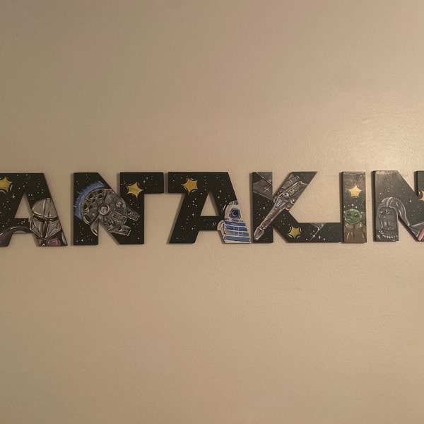 Star Jedi Space Wars Painted Letters, Black Star Jedi Painted Letters ...