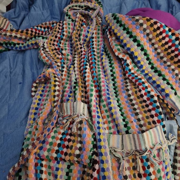 Unique Cotton Pockets Bathrobe, Bubble Handwoven Robe, Turkish Towel ...