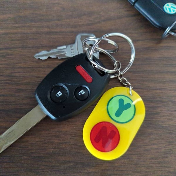 Bluey Inspired Yes/no Button Acrylic Keychain - Etsy