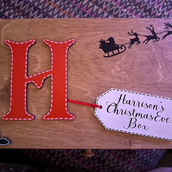 Personalised Wooden Christmas Eve Box Poem Inside Wood Children's ...
