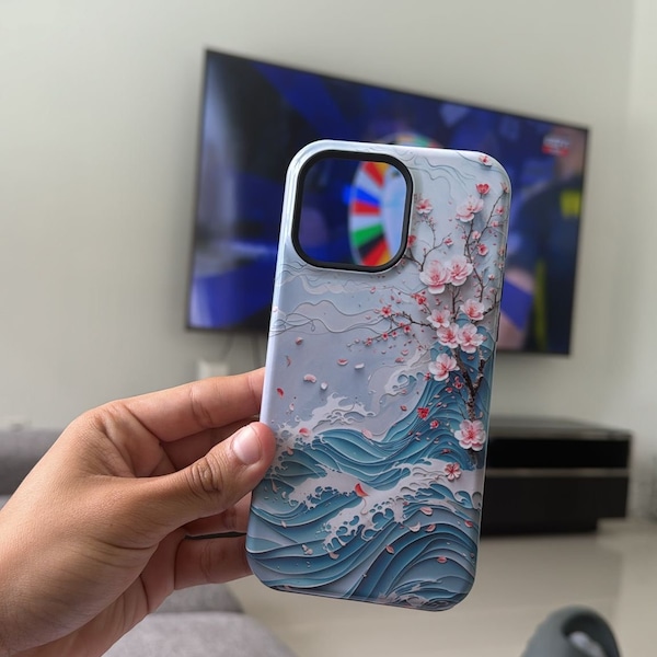 Blossoming Sakura Wave Magsafe iPhone Case - Premium Wireless Charge ...