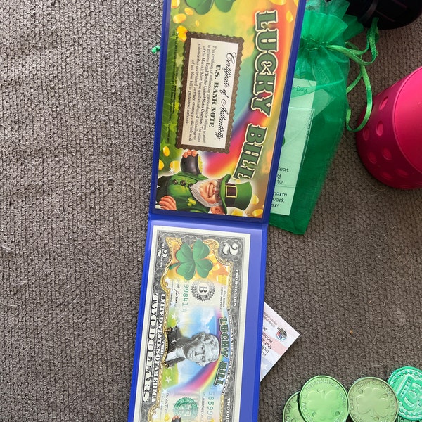 St. Patrick's Day LUCKY BILL Colorized Two Dollar Bill on Genuine US ...