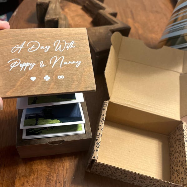 Pull Out Photo Album Custom Wooden Photo Box Personalized Memory ...