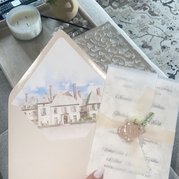 Custom Venue Wedding Invitation Invite With Venue Illustration Wedding ...