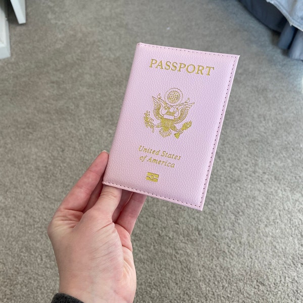 Pink Passport Cover, Passport & Vaccination Card Holder USA W ...