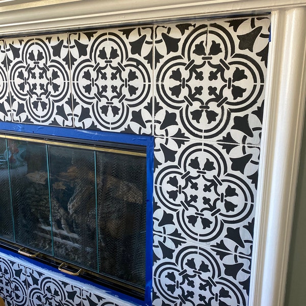 Augusta Tile Stencil - Stencils for Painting DIY Cement Tiles ...