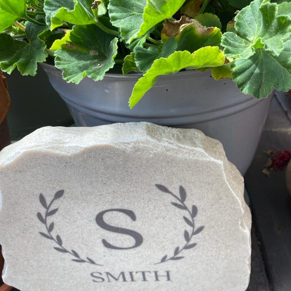 Laurel Initial Personalized Standing Garden Stone, Outdoor Decor ...