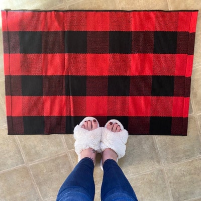 Buffalo Check Entry Rug, Accent Rug, Buffalo Plaid Rug, Black and Red ...