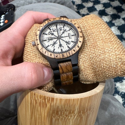 Engraved Thor's Hammer Mjolnir Wooden Watch, Personalized Viking Watch ...