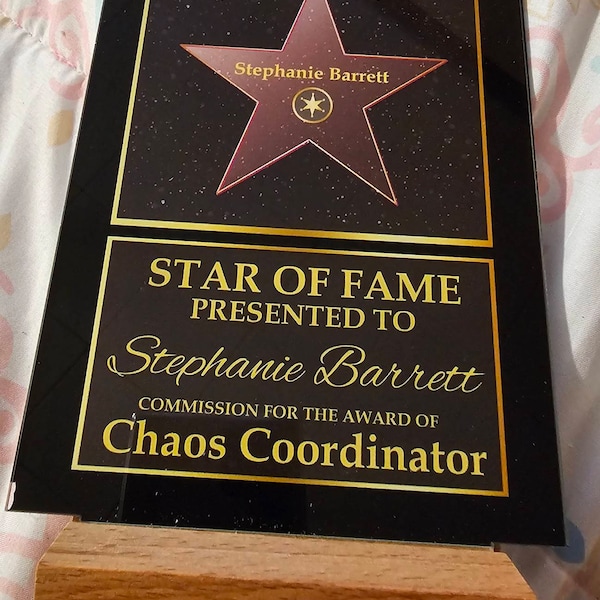 Personalized Walk of Fame Star Plaque: Custom Acrylic Award Plaque ...