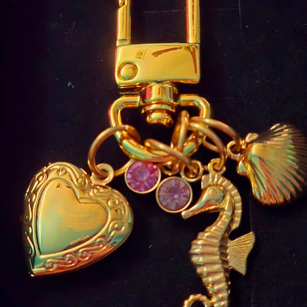 Locket Keychain, Bag Charm, Heart Charm Bag Charm, Personalized ...