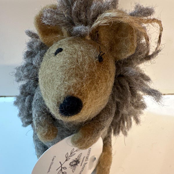 Felted Wool Yellow Lab maisie W BROWN or PINK Nose & Tennis Ball ...