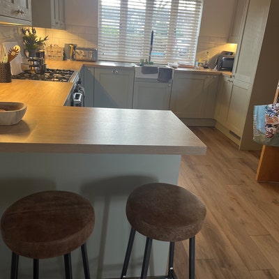 Charlie Tanner Chunky Square Frame Bar Stool With Leather Seat - Etsy