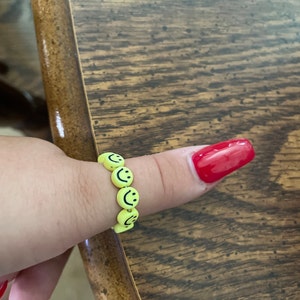 Adjustable Smiley Beaded Rings Stackable Y2K Smiley Face Wire Rings - Etsy