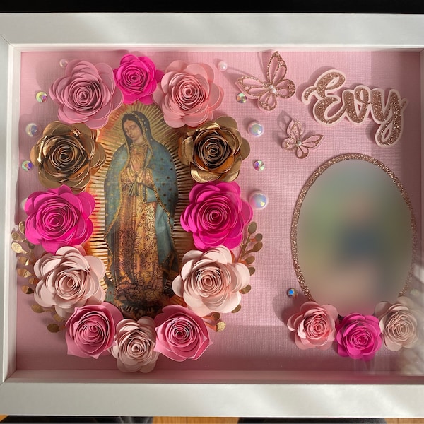 6x8 Inches Jesus Christ Frame With Paper Flowers Wall Decoration - Etsy