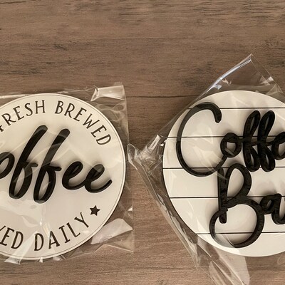 Coffee Bar Sign Rustic Small Coffee Signs Round Coffee - Etsy