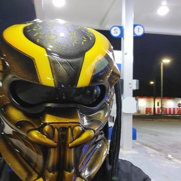 Custom Predator Motorcycle Helmet Black Mamba Style (DOT and ECE ...