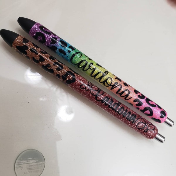 Personalized Cheetah Glitter Pen • Custom Name Leopard Pen • Sparkly ...