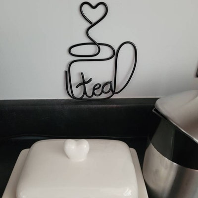 Tea Cup Tea Mug Wire Sign, Tea Cups Gifts Wire Wall Art, Kitchen Wall ...