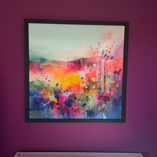 Abstract Wildflower Meadow Painting Colourful Botanical Art Prints ...