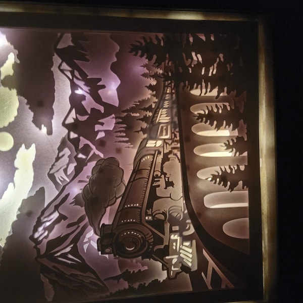 3d Old Train Silhouette, Shadow Box Templates, Paper Cut, Files for ...