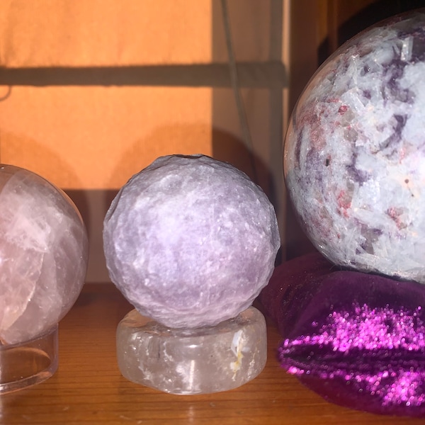 One 1.8" Lepidolite Moon Sphere, Purple Mica Moons, Large Moon Carvings ...