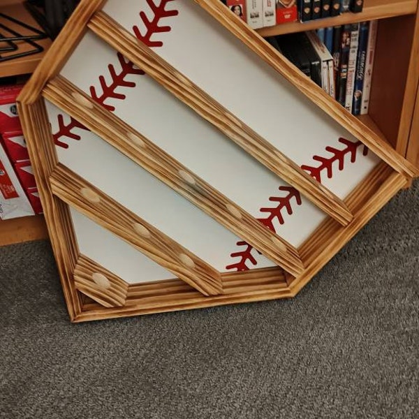Rustic Baseball and Ring Display - Holds 22 Rings/medals and 11 ...