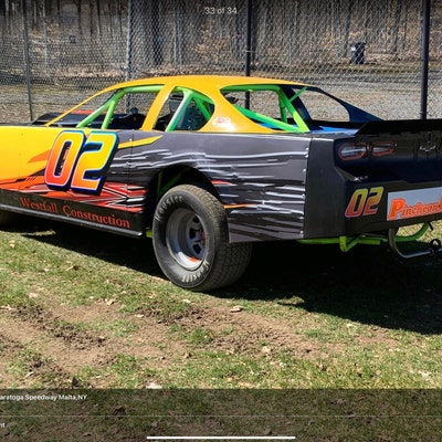 25 Yellow Jacket Race Car Side Wrap Laminated Print Modified Late Model ...