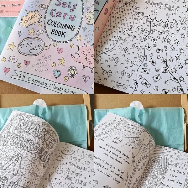 Self Care Colouring Book, Positive Colouring Book, Adult Colouring Book ...