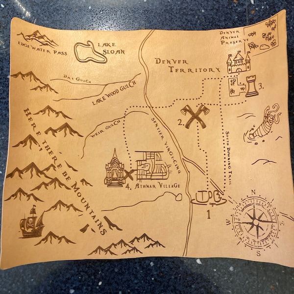 Treasure Map , Genuine Leather, Cosplay Maps, Display Maps, Pirate Map ...