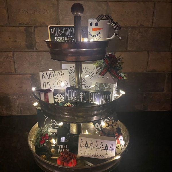 Christmas Tiered Tray Decor, Firewood for Tiered Trays, Mii Rustic Logs ...