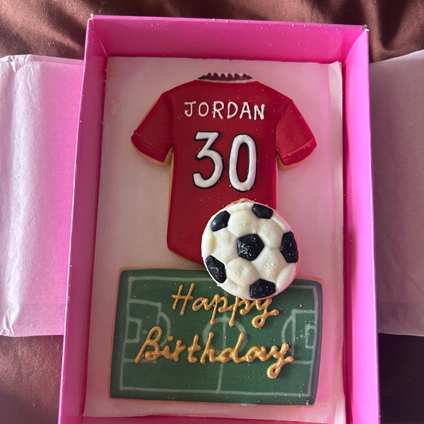 Personalised Football Fan Birthday Biscuits, Gift for Football Fan ...