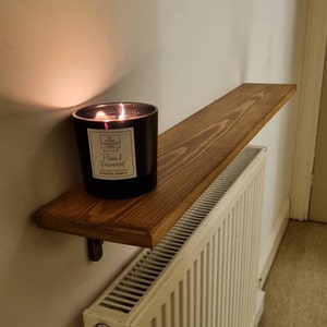 Rustic Solid Wood Radiator Shelf With Cast Iron Brackets Handcrafted ...