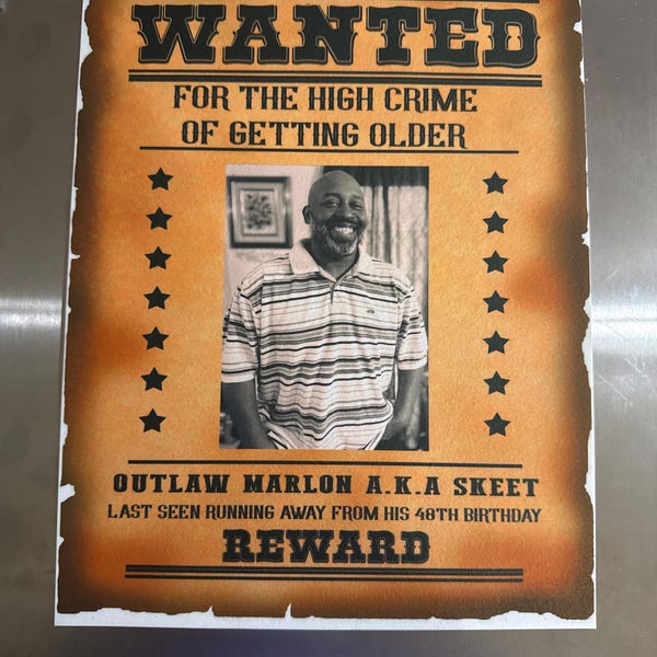 Custom Wanted Poster Birthday Cake Topper. Cowboy, Over the Hill Edible ...