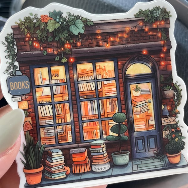 Fall Bookshop Sticker, Bookshelf Sticker, Autumn Bookstore Sticker ...