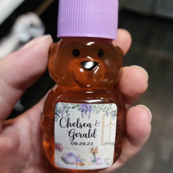 25 Pure Raw Custom Mini Honey Bears, Choose Your Honey, Wedding, Bridal ...