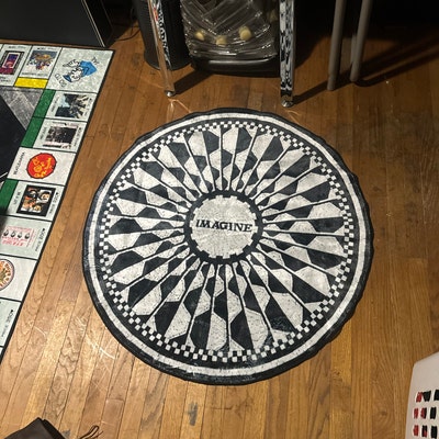 Mandala Rug, Mandala Round Rug, Gold Black and Navy Blue Mandala Rug ...