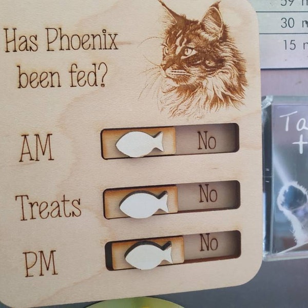 Petsonalised Pet Food Tracker Magnet, Cat Feeder Reminder, Has the Cat ...